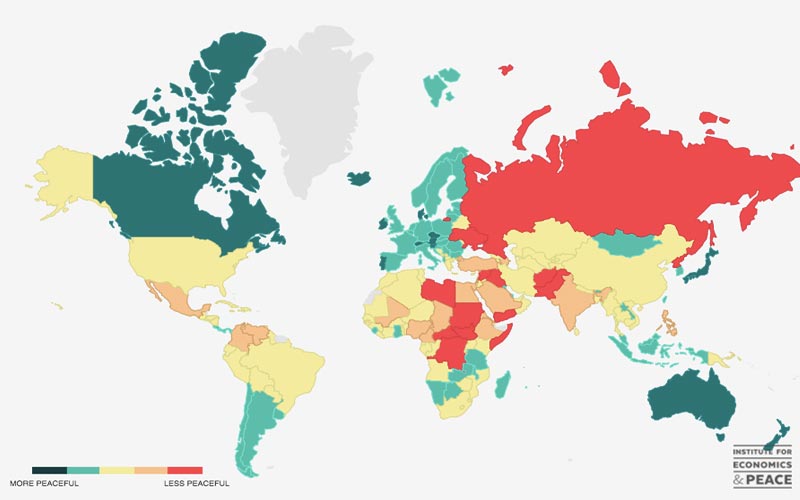 Map with the World’s Most Peaceful Countries | aSabbatical